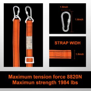 Trsmima Hunting Safety Harness, Safety Lanyard Adjustable Tree Climbing Belt Restraint Lanyards for Hunting, Hanging Stand, Tree Work, Installing Steps, Rescue, Linemans Belt, Emergency Gear