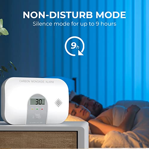 Ecoey Carbon Monoxide Detector Alarm, 7-Year Carbon Monoxide Detectors Battery Powered with LCD Digital Display, CO Detector with Silence Function and Test Button, FJ128, 2 Packs