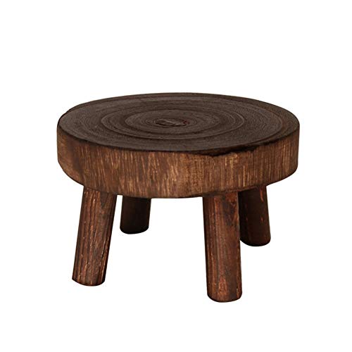 NMFIN Wood Plant Riser Stands,Mini Round Stool Bonsai Holder Potted Display Shelf for Office Dining Room Indoor Outdoor Decor