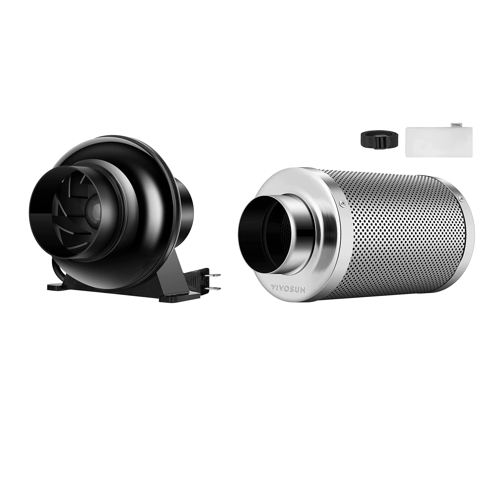 VIVOSUN 4 Inch Inline Fan and 4 Inch Carbon Filter Combo