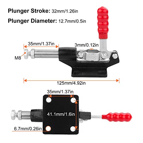 4 PCS Push Pull Adjustable Toggle Clamp, Quick Release Hand Tool for Woodworking, 500Lbs Holding Capacity Toggle Latch, GH-305C Stroke Clamp for Welding, 32MM