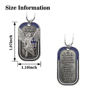 BHealthLife Police Officers Challenge Coin Saint Michael Law Enforcement Prayer Dog Tag Necklace Pendant - Ancient Silver Plated