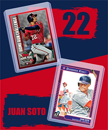 Juan Soto Baseball Cards (5) ASSORTED Washington Nationals Trading Card and Wristbands Gift Bundle