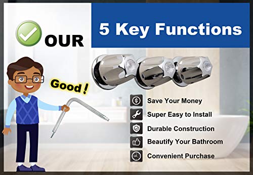 SENLO Price Pfister Faucets Bathtub and Bathroom Shower 3-Chrome-Handle Remodel Rebuild Repair Replacement Tub Trim Kit Compression Valve Stem Verve 6-Step Metal Removal Faucet Seat Bibb Wrench Tool