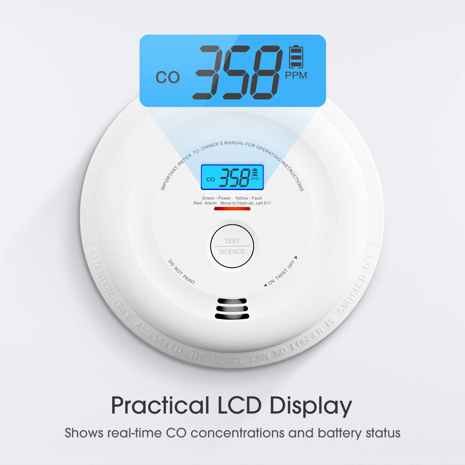 X-Sense 10-Year Battery Smoke and Carbon Monoxide Detector with LCD Display, Dual Sensor Smoke and CO Alarm Complies with UL 217 & UL 2034 Standards, Auto-Check, SC08