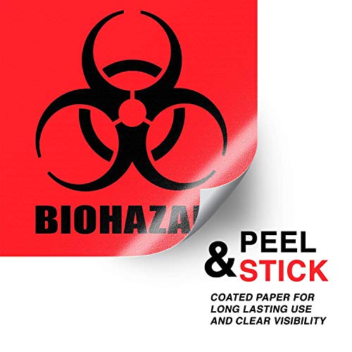 Biohazard Stickers Sign 4" X 4" Waterproof Biohazard Warning Label，Use for Hospitals and Industrial (20/Pack）