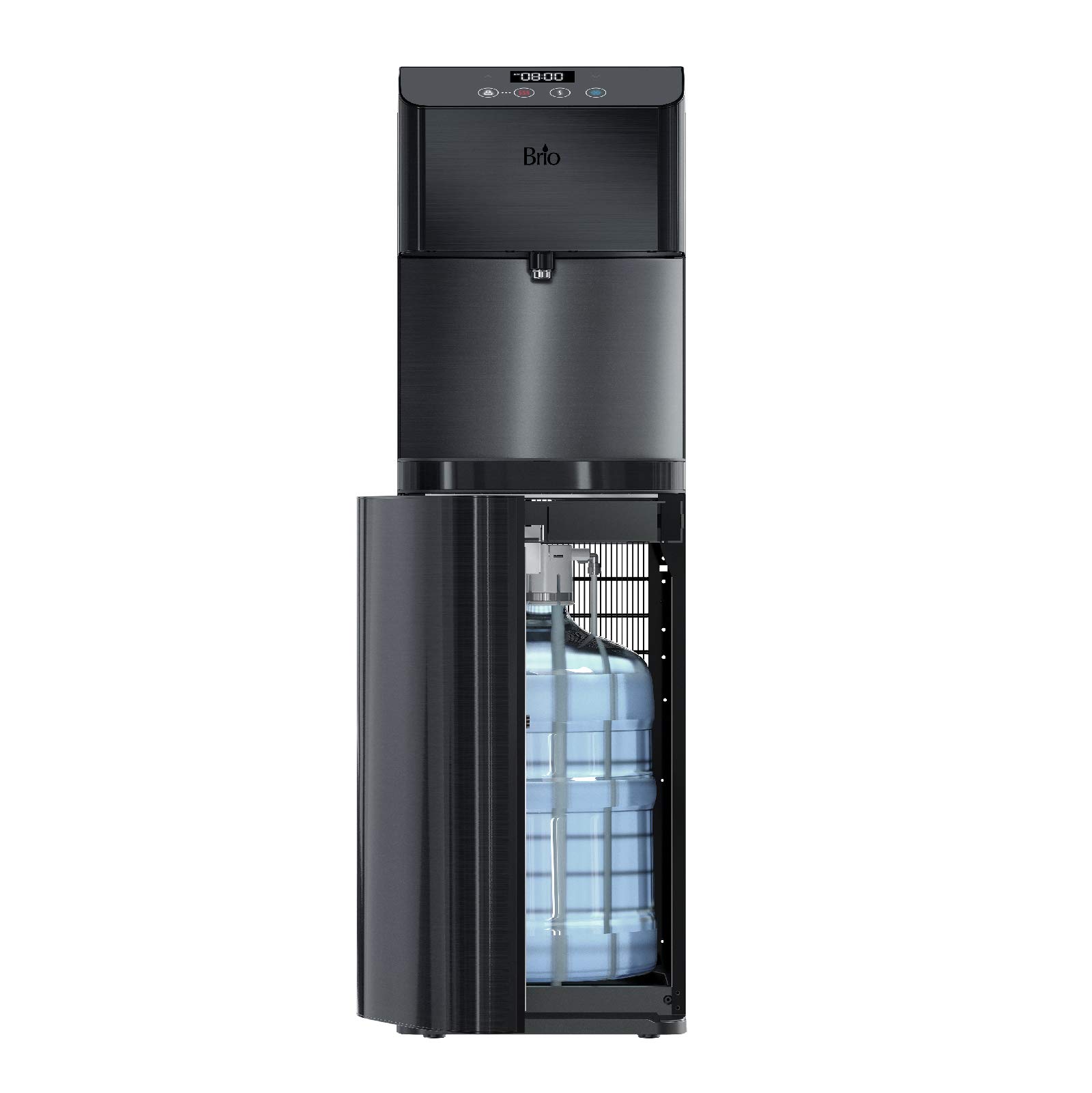 Brio CLBL720SCBLK Moderna Self Cleaning Bottom Load Hot, Cold & Room Water Cooler - New Black Stainless Steel - Tri Temp W/Touch Dispenser Feature