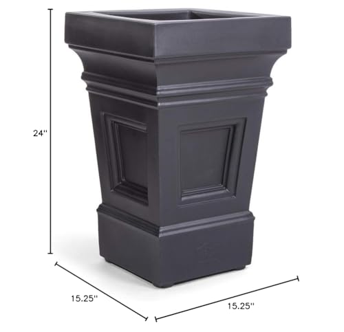 Step2 Atherton Planter Box – Onyx Black Indoor or Outdoor Planter – Customizable Self-Watering Feature – Durable, Low Maintenance Construction – Fully Assembled