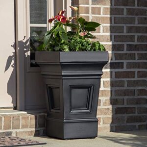 Step2 Atherton Planter Box – Onyx Black Indoor or Outdoor Planter – Customizable Self-Watering Feature – Durable, Low Maintenance Construction – Fully Assembled