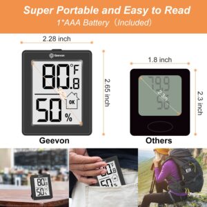 Geevon 1 Pack Indoor Thermometer Room Hygrometer Digital Temperature Humidity Gauge with Battery,Temperature Humidity Meter Indicator for Home, Office, Greenhouse Black