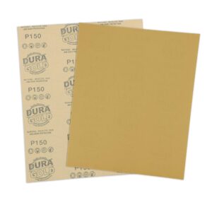 Dura-Gold Premium 9" x 11" Gold Sandpaper, 2 Each 80, 120, 150, 220, 320 Grit Sanding Sheets, 10 Total - Wood Woodworking, Automotive, Cut Use 1/4, 1/3, 1/2 Sheet Finishing Sanders, Hand Sanding Block