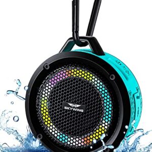 SKYWING Soundace S6 IPX7 Waterproof Shower Speaker 5W Bass+ Bluetooth Speaker with Suction Cup Hook Lanyard RGB Light, Premium Mini Portable Outdoor Wireless Speaker for Bike Pool Beach