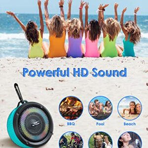 SKYWING Soundace S6 IPX7 Waterproof Shower Speaker 5W Bass+ Bluetooth Speaker with Suction Cup Hook Lanyard RGB Light, Premium Mini Portable Outdoor Wireless Speaker for Bike Pool Beach