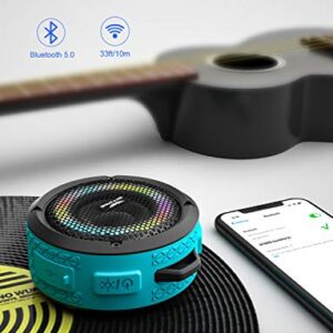 SKYWING Soundace S6 IPX7 Waterproof Shower Speaker 5W Bass+ Bluetooth Speaker with Suction Cup Hook Lanyard RGB Light, Premium Mini Portable Outdoor Wireless Speaker for Bike Pool Beach