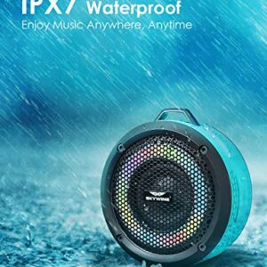 SKYWING Soundace S6 IPX7 Waterproof Shower Speaker 5W Bass+ Bluetooth Speaker with Suction Cup Hook Lanyard RGB Light, Premium Mini Portable Outdoor Wireless Speaker for Bike Pool Beach