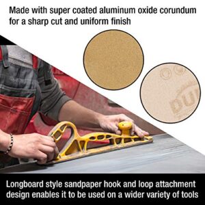 Dura-Gold Premium - 80 Grit Gold - Hook & Loop Backing Longboard Continuous Sandpaper Roll, 2-3/4" Wide, 12 Yards Long - For Automotive & Woodworking Air File Long Board Sanders, Hand Sanding Blocks