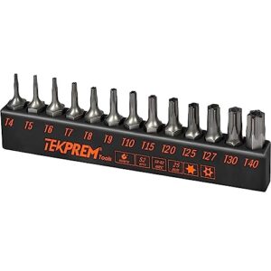 Torx Bit Set, TEKPREM 13-Piece Security Torx Screwdriver Bit Set with 1 inch Long T4 T5 T6 T7 T8 T9 T10 T15 T20 T25 T27 T30 T40 Tamper Resistant Torx Bits Set