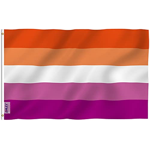 Anley Fly Breeze 3x5 Feet Sunset Lesbian Pride Flag - Vivid Color and Fade Proof - Canvas Header and Double Stitched - LGBT Les Sunset Pride Flags Polyester with Brass Grommets 3 X 5 Ft