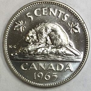 1965 CA Canada Beaver on Rock Nickel 5c BU