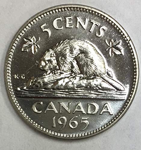 1965 CA Canada Beaver on Rock Nickel 5c BU