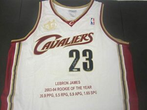 lebron james cavaliers signed rookie of the year 2003-04 jersey 92/123 uda coa - autographed nba jerseys