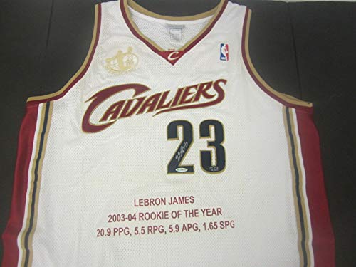 LeBron James Cavaliers signed Rookie of the Year 2003-04 jersey 92/123 UDA COA - Autographed NBA Jerseys