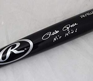 SALE!! Pete Rose Autographed Black Rawlings Bat Cincinnati Reds "Hit King" PR Holo Stock #177048 - Autographed MLB Bats