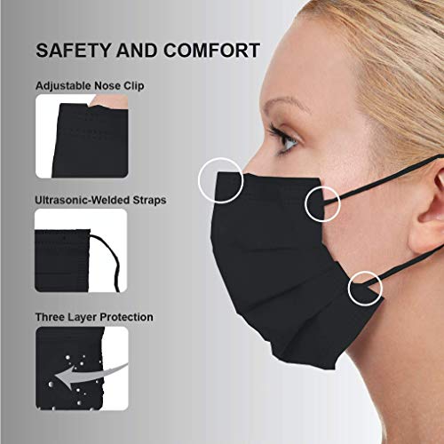 Pac-Dent MASKT-06BK-A iMask Premium ASTM Level 3 Face Mask, Black, Pack of 50