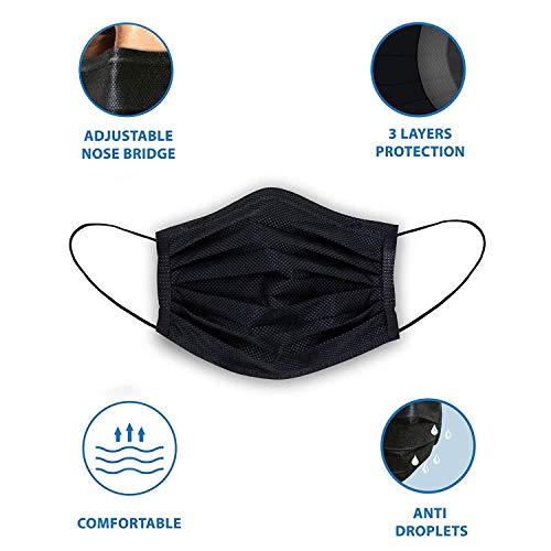 Pac-Dent MASKT-06BK-A iMask Premium ASTM Level 3 Face Mask, Black, Pack of 50