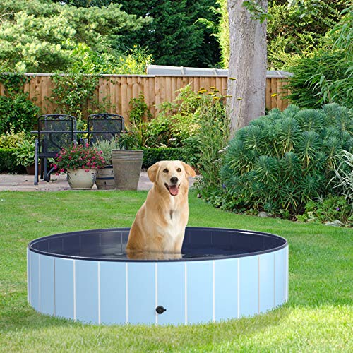 Nurxiovo Pet Bath Pool Foldable Pet Swimming Pool PVC 55'' x 12'' Indoor &Outdoor Bathing Tub for Large Dogs Cats Kids,Blue