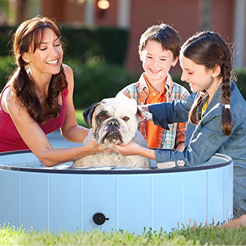 Nurxiovo Pet Bath Pool Foldable Pet Swimming Pool PVC 55'' x 12'' Indoor &Outdoor Bathing Tub for Large Dogs Cats Kids,Blue