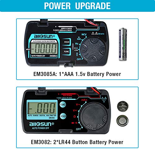 allsun Auto Ranging Pocket Tiny Digital Multimeter, Mini Electrical Travel Meter AC/DC Ohm Volt NCV Amp Capacitance Frequency Diode Continuity