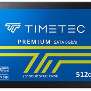 Timetec 512GB SSD 3D NAND SATA III 6Gb/s 2.5 Inch 7mm (0.28") Read Speed Up to 550 MB/s SLC Cache Performance Boost Internal Solid State Drive for PC Computer Desktop and Laptop (512GB)