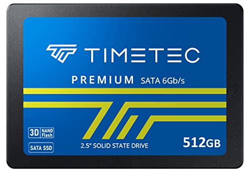 Timetec 512GB SSD 3D NAND SATA III 6Gb/s 2.5 Inch 7mm (0.28") Read Speed Up to 550 MB/s SLC Cache Performance Boost Internal Solid State Drive for PC Computer Desktop and Laptop (512GB)