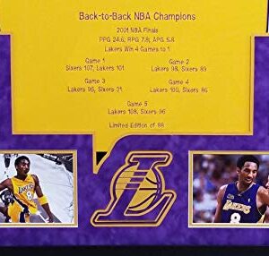 Kobe Bryant Los Angeles Lakers Autograph Signed Framed Authentic Stat Jersey Limited Edition Numbered 4 Picture Sude Matted Gold Upper Deck Authentiated Certified