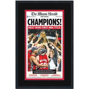 framed the miami herald heat 2006 nba finals champions 17x27 basketball newspaper cover photo professionally matted