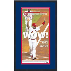 framed st. louis post dispatch wow cardinals 2011 world series champions 17x27 baseball newspaper cover photo professionally matted