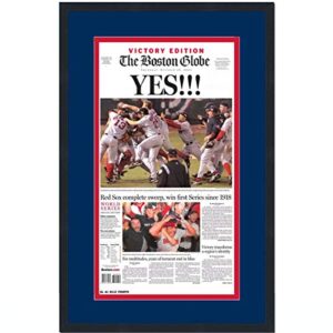 framed boston globe yes red sox 2004 world series champions 17x27 baseball newspaper cover photo professionally matted