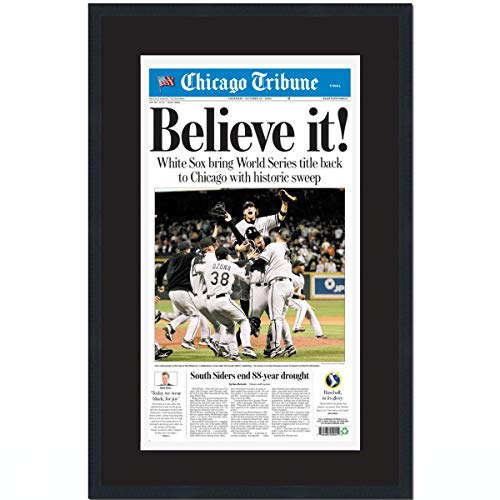 Framed Chicago Tribune Believe It White Sox 2005 World Series Champions 17x27 Baseball Newspaper Cover Photo Professionally Matted