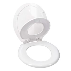 Idea Factory Round Adult/Child Toilet Seat with EZ OFF Hinges, Small Child Seat Included