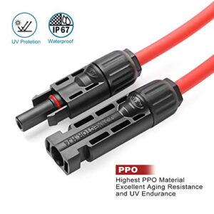 BeideLt 10 Feet 10AWG Solar Extension Cable with Female and Male Connector with Extra Free Pair of Connectors Solar Panel Adaptor Kit Tool (10FT Red + 10FT Black) Solar Panle Wire