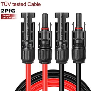 BeideLt 10 Feet 10AWG Solar Extension Cable with Female and Male Connector with Extra Free Pair of Connectors Solar Panel Adaptor Kit Tool (10FT Red + 10FT Black) Solar Panle Wire