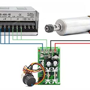 RATTMMOTOR ER11 Spindle Motor 300W Air-Cooled Spindle Motor 52mm 12-48VDC 12000RPM 400mN.m for DIY CNC Router Engraver Milling Machine