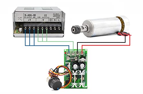 RATTMMOTOR ER11 Spindle Motor 300W Air-Cooled Spindle Motor 52mm 12-48VDC 12000RPM 400mN.m for DIY CNC Router Engraver Milling Machine