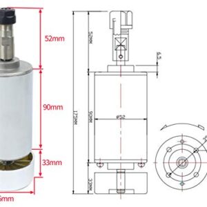 RATTMMOTOR ER11 Spindle Motor 300W Air-Cooled Spindle Motor 52mm 12-48VDC 12000RPM 400mN.m for DIY CNC Router Engraver Milling Machine