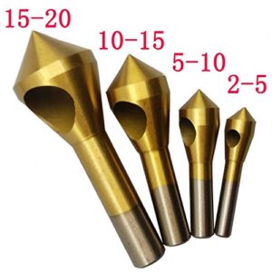 TOOLSTAR Cobalt Countersink Drill Bit, Countersink Drill with Hole 4PCS Deburring Chamfer Drill Bit Set Wood Metal Plastic Drill Bit 2-5mm 5-10mm 10-15mm 15-20mm (Gold)