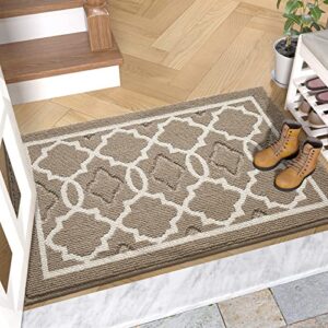 dexi indoor door mat, 36"x24" non-slip low-profile entrance rug, absorbent machine washable front doormats for back door, high traffic areas, sandrift brown