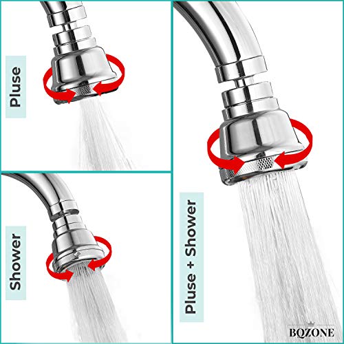 BQZONE Kitchen Faucet Sprayer Head For Replacement 360° Rotatable Faucet Swivel Adaptor Moveable Kitchen Tap Head High Pressure Booster Easy to Wash Dishes,Vegetables and Fruits(Solid Brass)