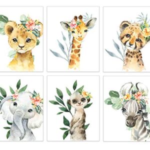 Safari Nursery Girl - Safari Animal Pictures Wall Art - Baby Room Animal Prints - Jungle Babies Wall Decor - Little Girls Room Wall Decor - 8x10 - UNFRAMED (Safari Girls 6)