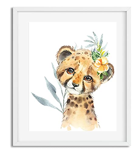 Safari Nursery Girl - Safari Animal Pictures Wall Art - Baby Room Animal Prints - Jungle Babies Wall Decor - Little Girls Room Wall Decor - 8x10 - UNFRAMED (Safari Girls 6)